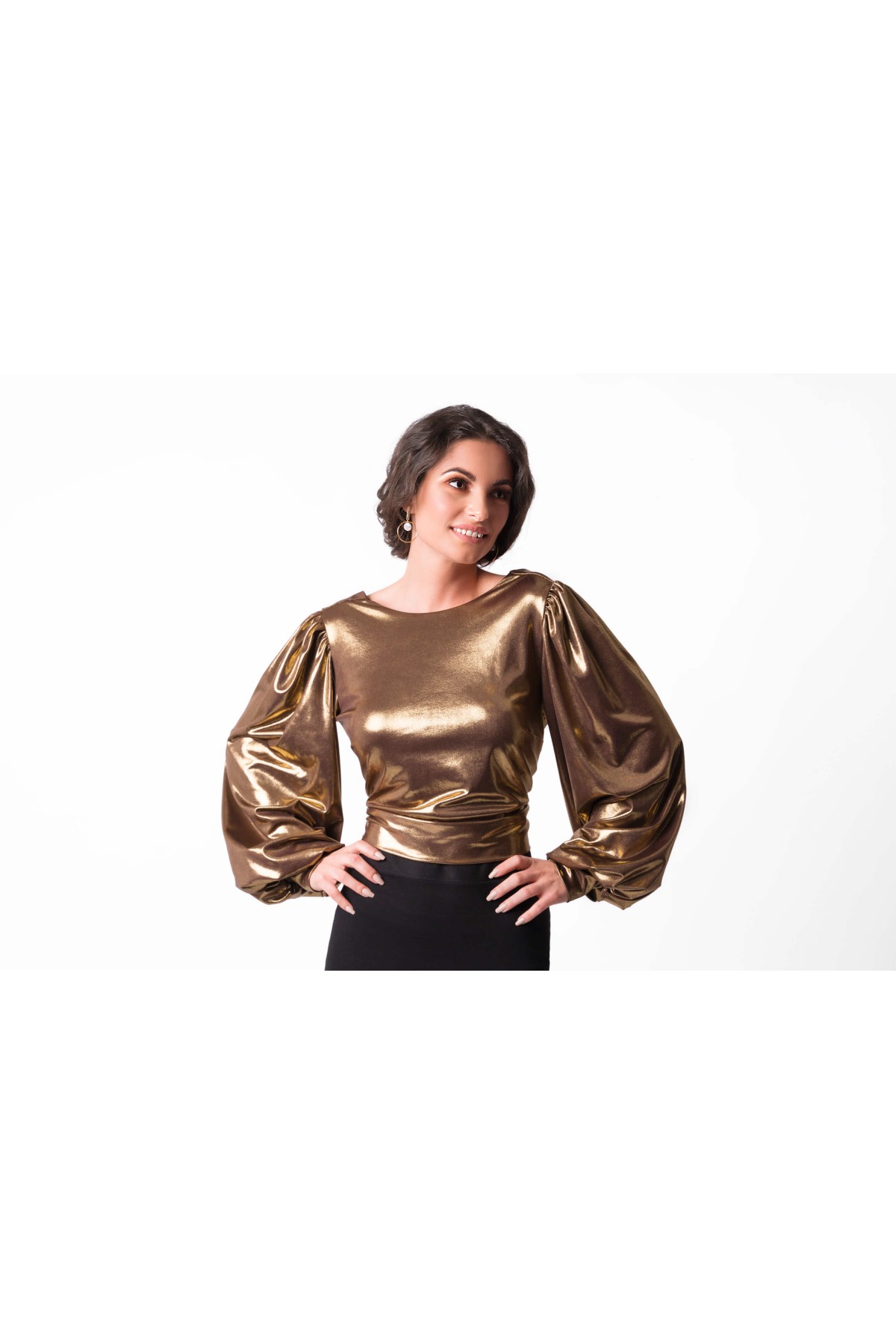 Elegant and sexy evening blouse, gold, size XS-M